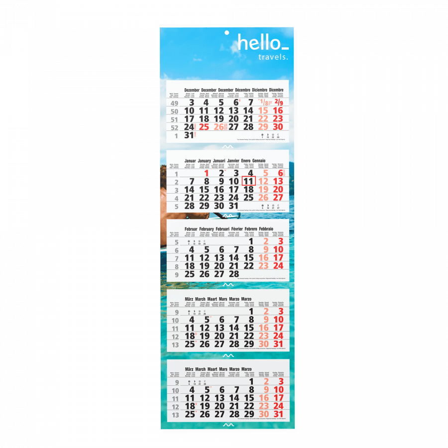 Calendrier de banque, piqué, mural personnalisé