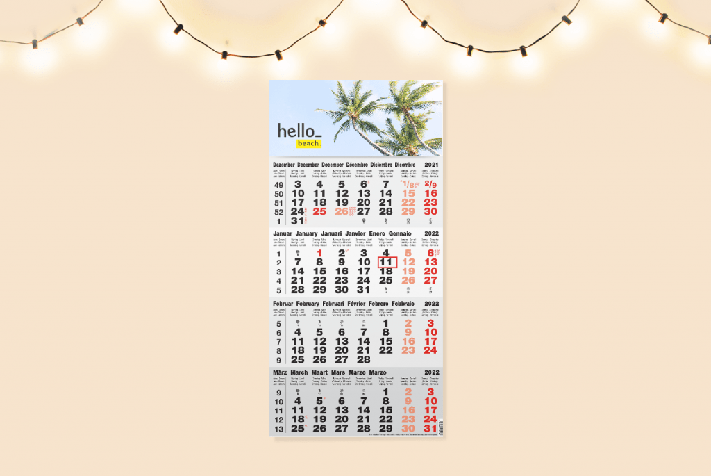 Calendrier de banque, piqué, mural personnalisé