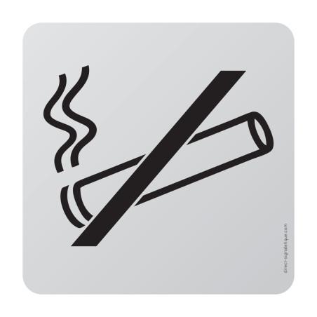 Plaque de porte aluminium brossé Picto Interdiction de fumer - 100 x ...